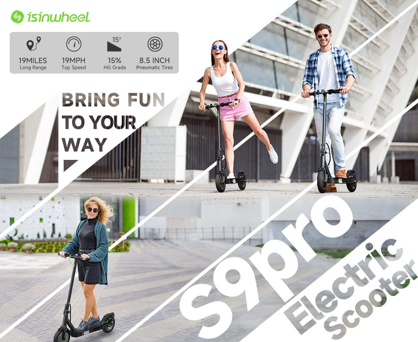 Foldable Electric Scooter For Adults S9Pro 18.6MPH Max Speed | isinwheel